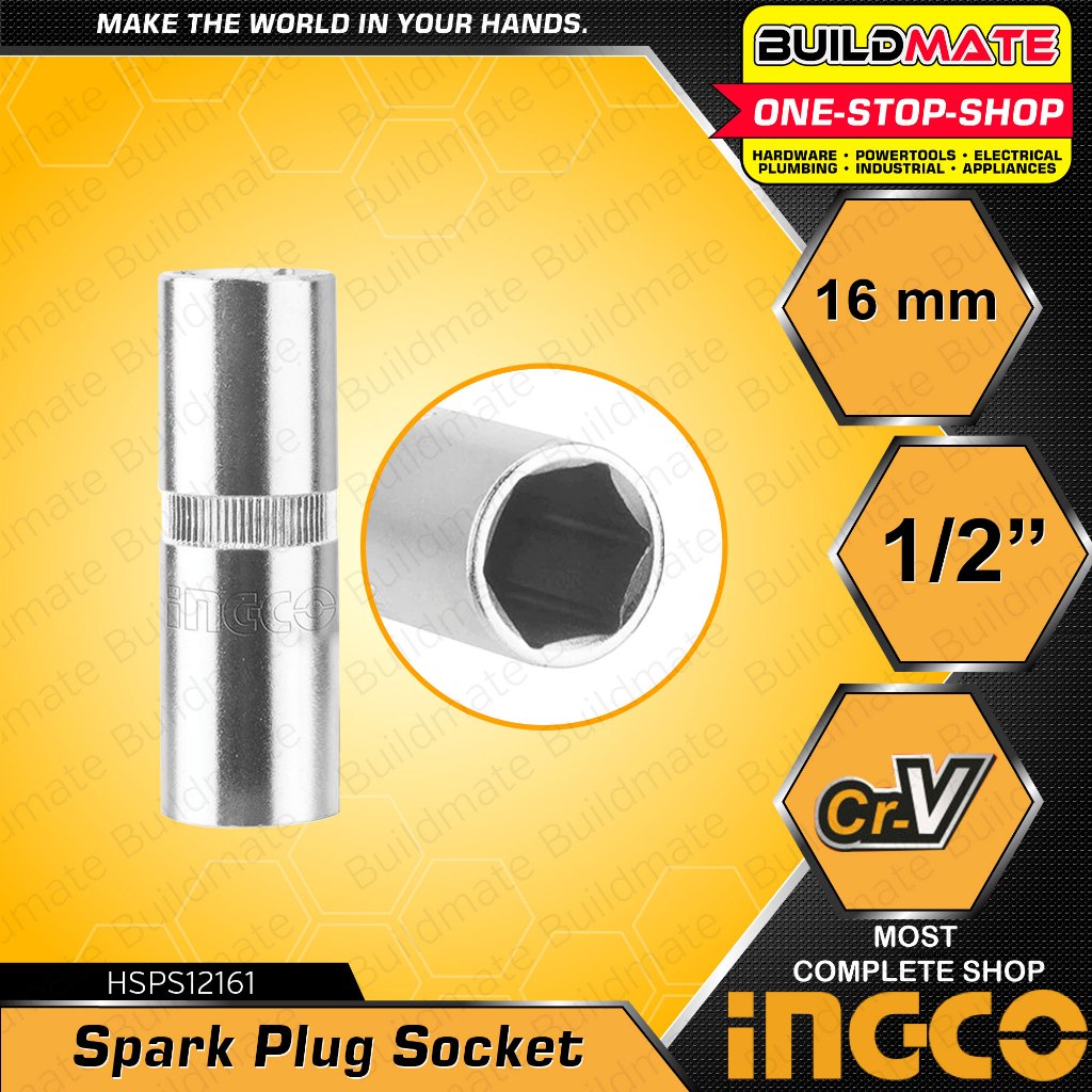 BUILDMATE Ingco 1/2" Inch Spark Plug Socket 16MM / 21MM Deep Thin Wall ...