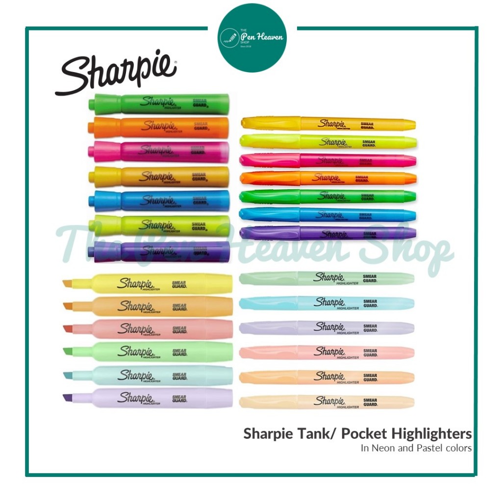 Sharpie Tank/ Pocket Highlighters (Banana Yellow, Neon Colors, Pastel ...