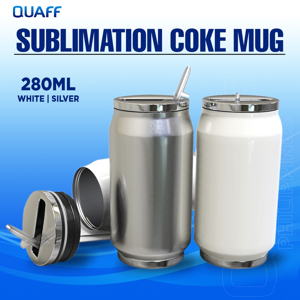 QUAFF Sublimation Stainless Steel Coated Coke Mug 280ML White / Silver ...