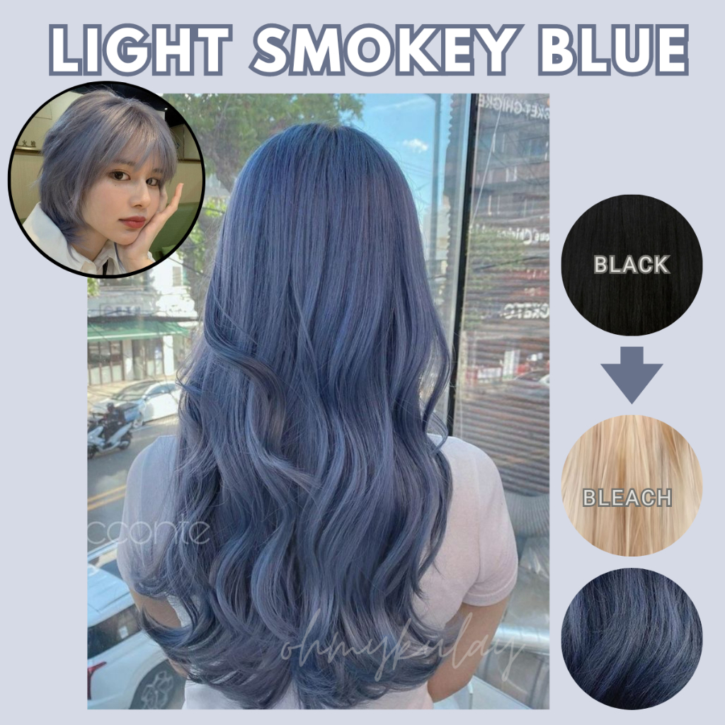 Light Smokey Blue Permanent Hair Dye with 100ml oxidizer | Shopee ...