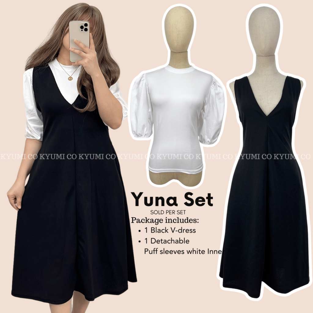 YUNA SET (V-dress with Innerwear detachable) Korean dress set/ Modest/Casual/ FREESIZE M-XL ...