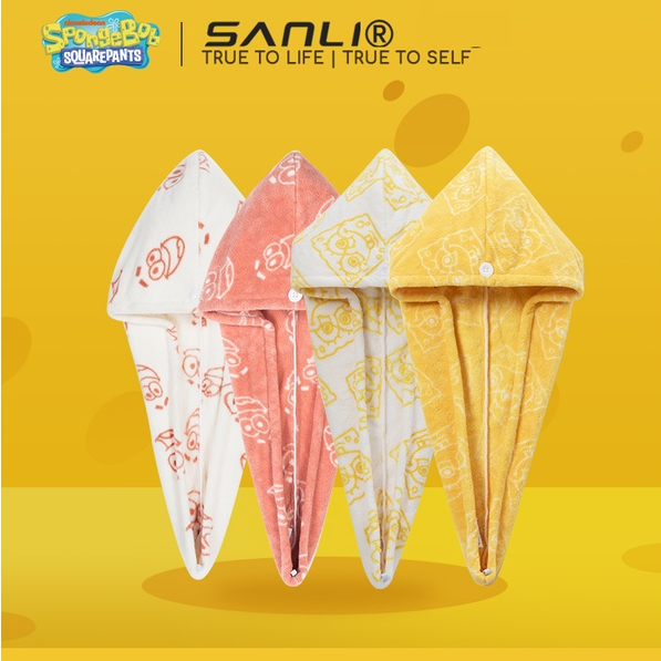 Ziorca x SANLI Spongebob Antibacterial Hair Dry Cap 25 X 65cm 105g Soft ...