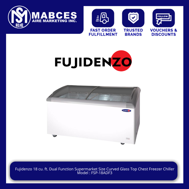 Fujidenzo 18 cu. ft. Dual Function Supermarket Size Curved Glass Top ...