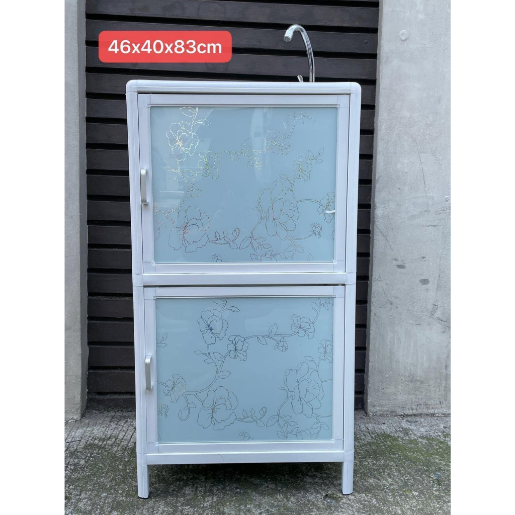 PORTABLE TEMPERED GLASS KITCHEN LABABO CABINET WITH FAUCET AND ...