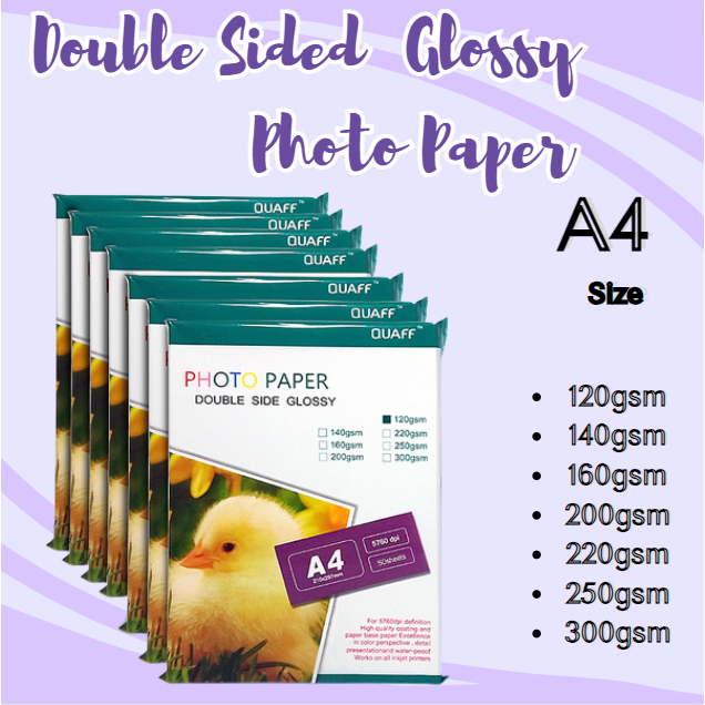 QUAFF Double Sided Glossy Photo Paper A4 Size 120gsm 140gsm 160gsm ...