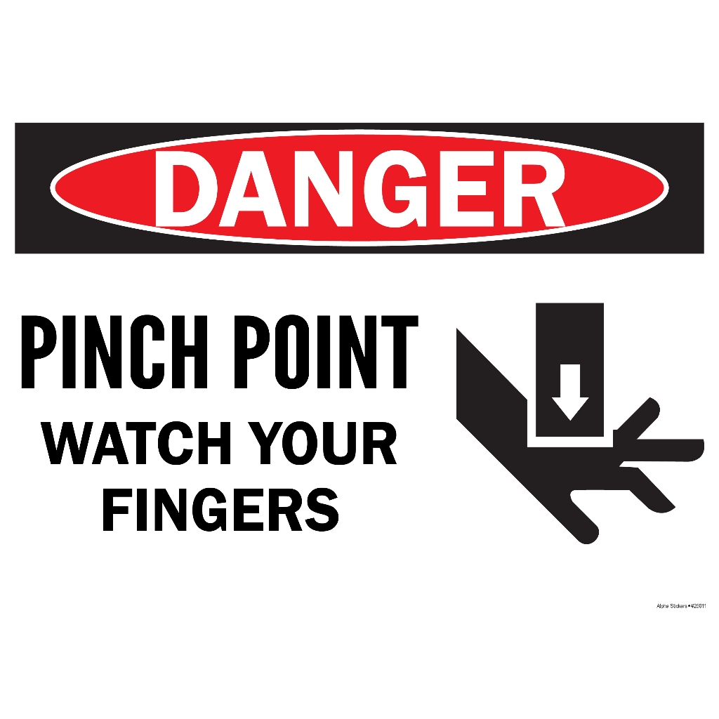Pinch Point Signs Danger Pinch Vinyl Sticker Only - Size (w*h)10x7 ...