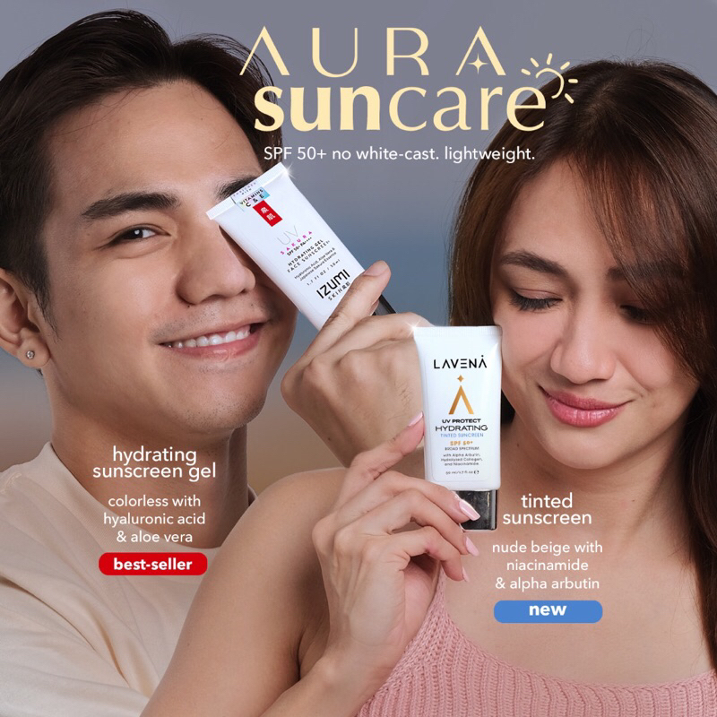 AURA Set Izumi Invisible Gel + Lavena Tinted Sunscreen SPF50 50g | Shopee Philippines