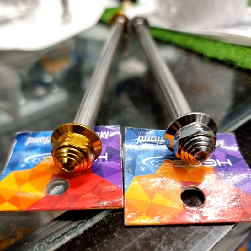 ☑️HENG FRONT AXLE MIO GEAR/MIO SOUL i 125 Gt GOLD AND SILVER DOUBLE ...