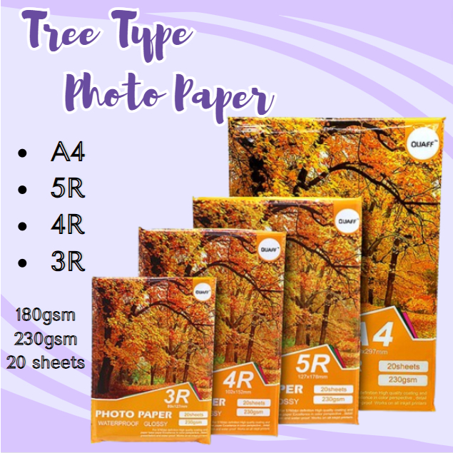 QUAFF Tree Type Glossy Photo Paper 3R 4R 5R A4 Inkjet Photo Paper ...