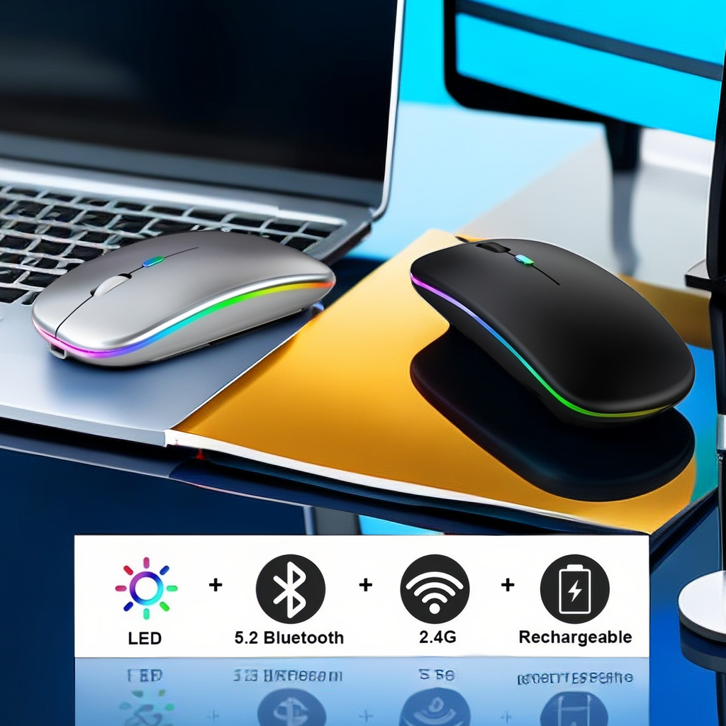 Bluetooth Wireless Mouse Rechargeable for Laptop Gaming Silent ...
