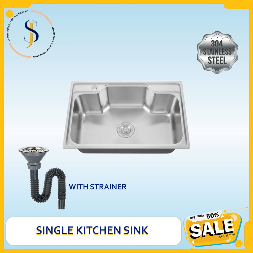 STAINLES STEEL SUS 304 LUXURY SINGLE BOWL KITCHEN SINK WITH DRAINER ...