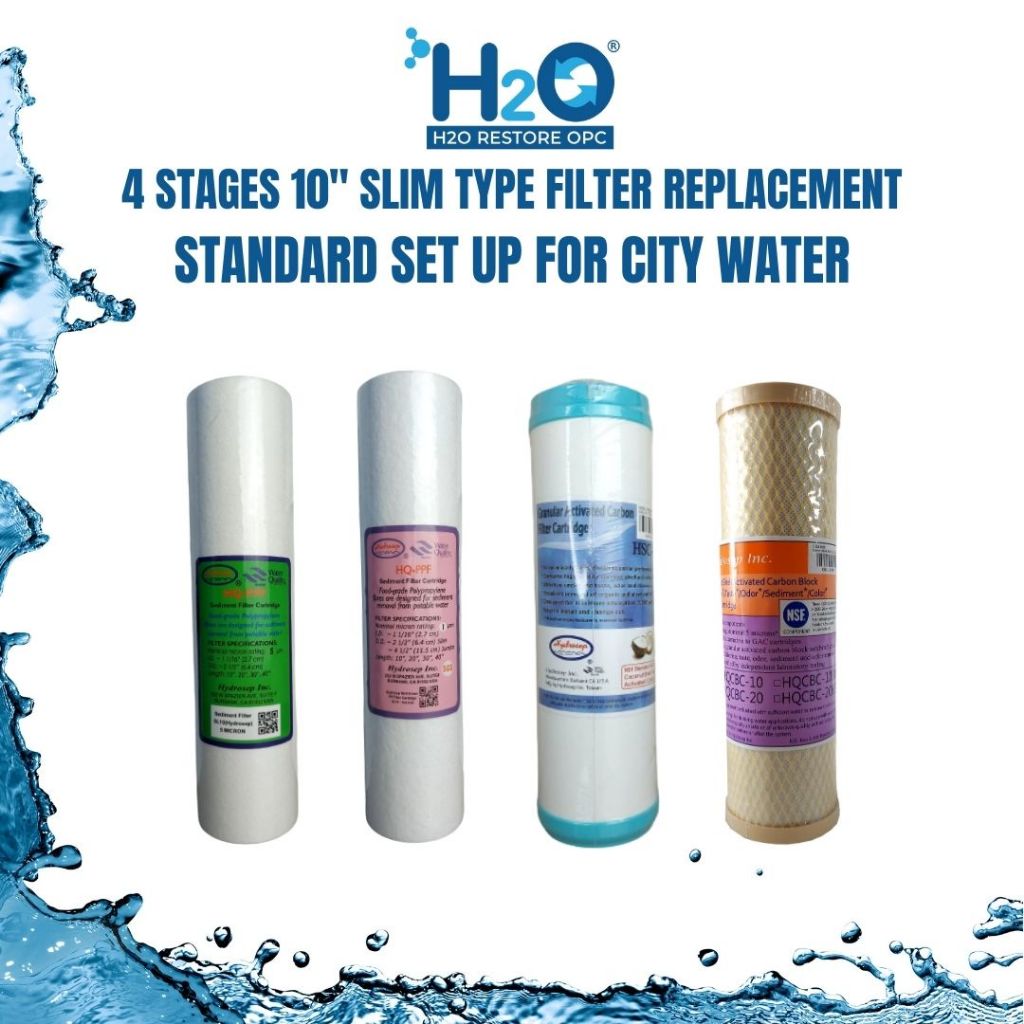 Water Filter 4 Stages 10" Slim Type Standard Set Up for City Water ...