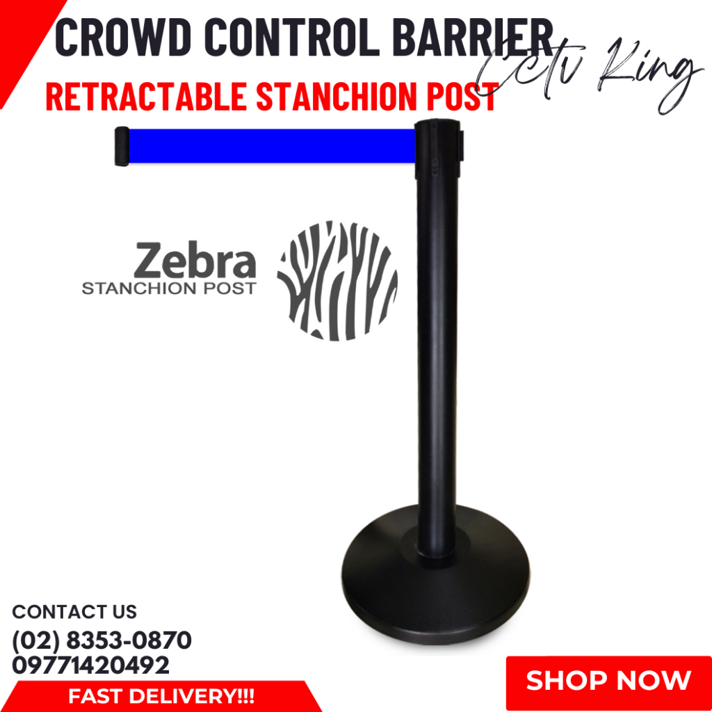 Zebra Black Stanchion Post Crowd Control Barrier Barricade Stand Belt ...