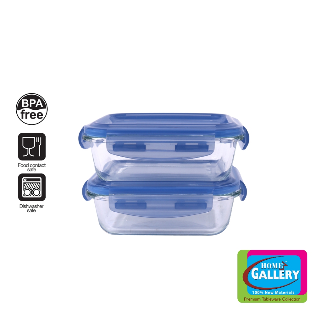 Home Gallery Pure Borosilicate Rectangular Food Keeper 370ml 2pcs Oven ...