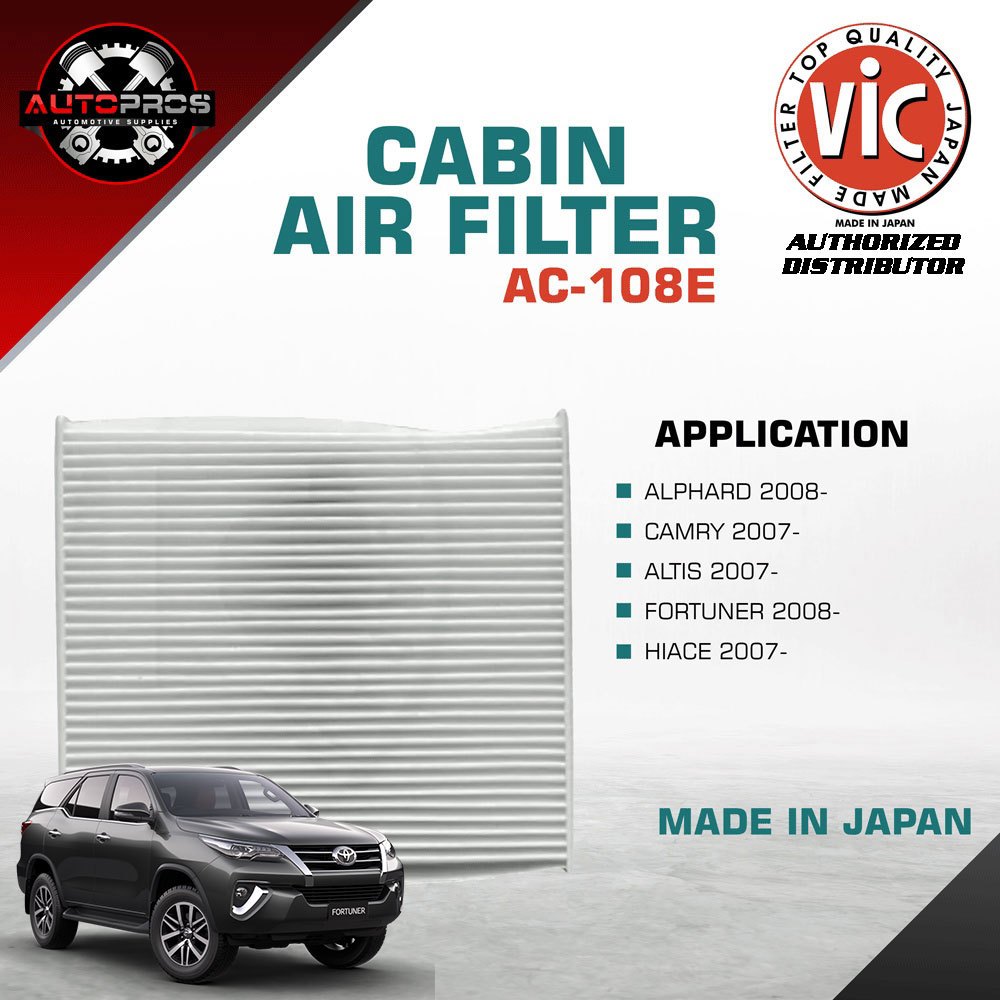 VIC AC-108E Cabin Air Filter for Toyota Alphard, Camry, Altis, Fortuner ...