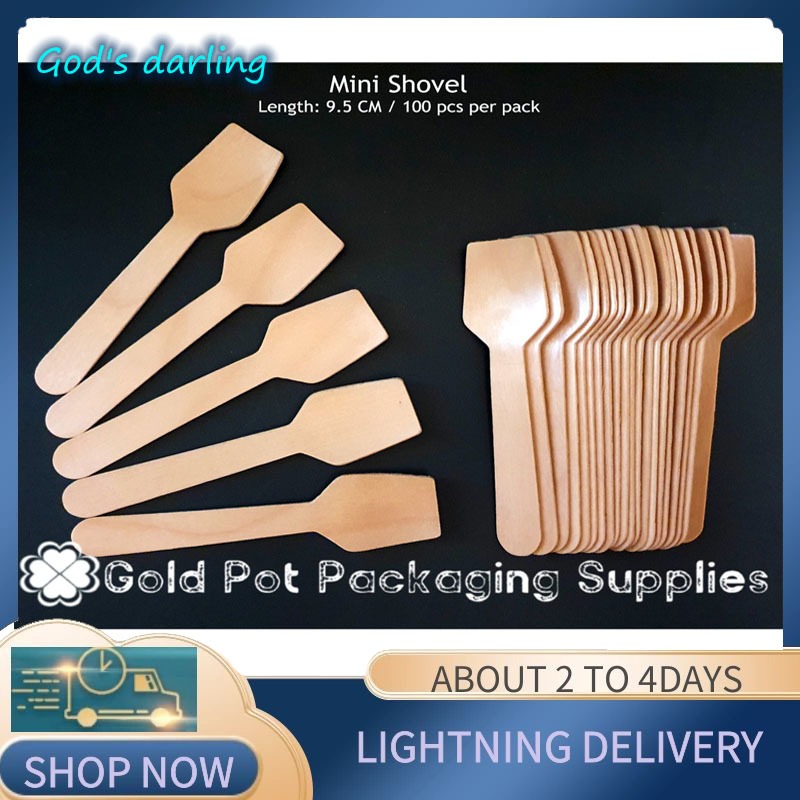 Disposable Wooden Dessert Spoon - Mini Shovel (100 pcs per pack ...