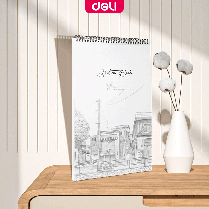 Deli 8K/A4/B5 Professional Sketchbook 40 Sheet Double Spring Spiral ...