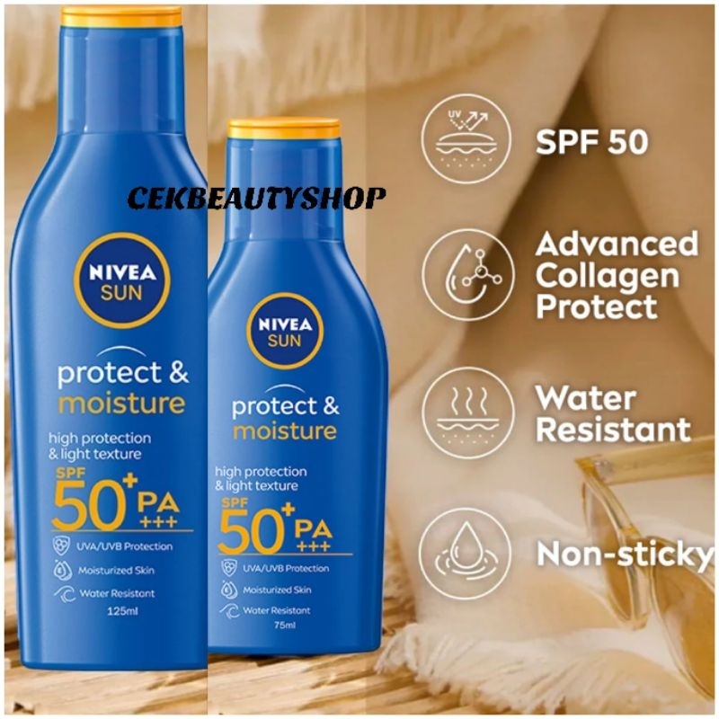 NIVEA SUN PROTECT& MOISTURE WATER RESISTANT SUNBLOCK LOTION SPF50++ NEW ...