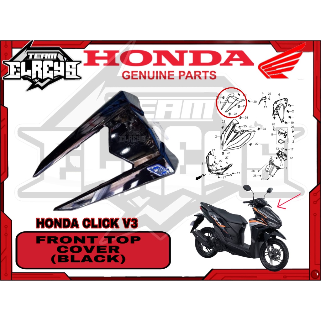 STOCK FRONT TOP COVER FOR CLICK 125 V3 | Shopee Philippines