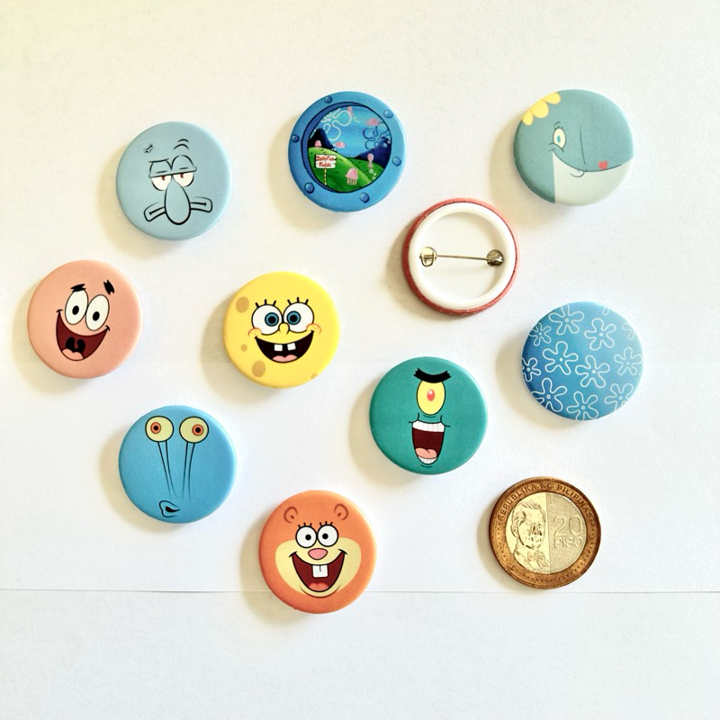 Spongebob Squarepants Themed Button Pins | 1.25 inches | Shopee Philippines