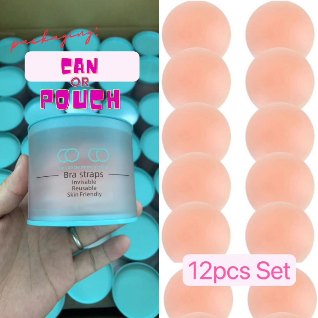 12pcs Nipple Tape with Box Reusable Adhesive Invisible Pasties silicone ...