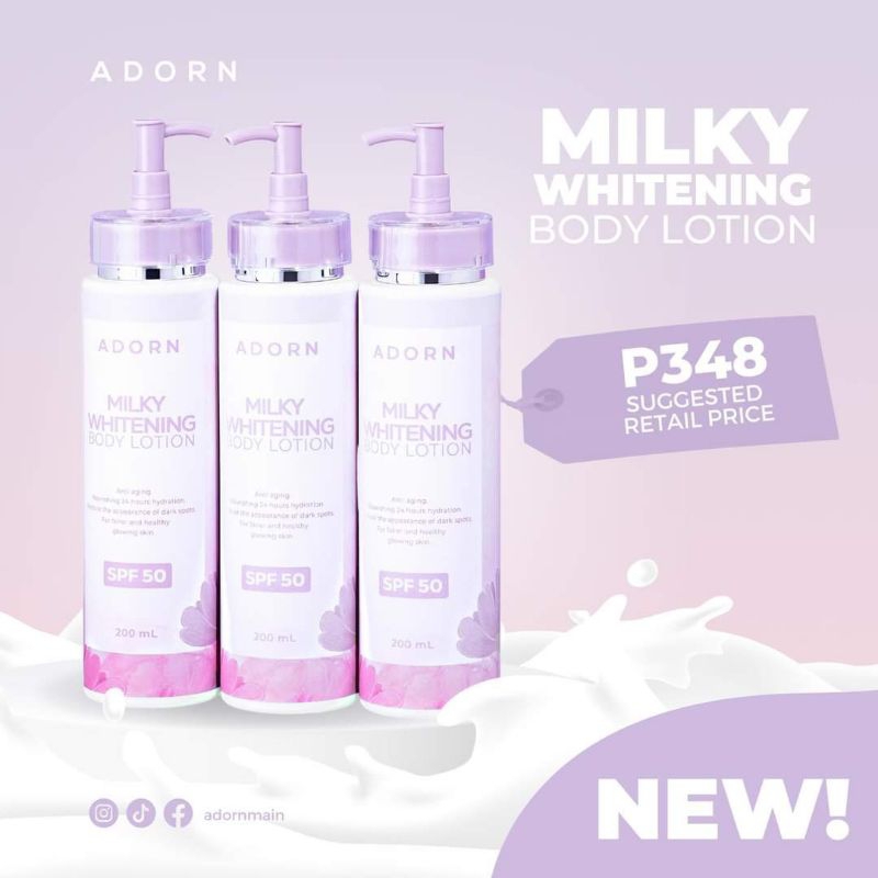 Adorn Milky Whitening Body Lotion Spf50 | Shopee Philippines