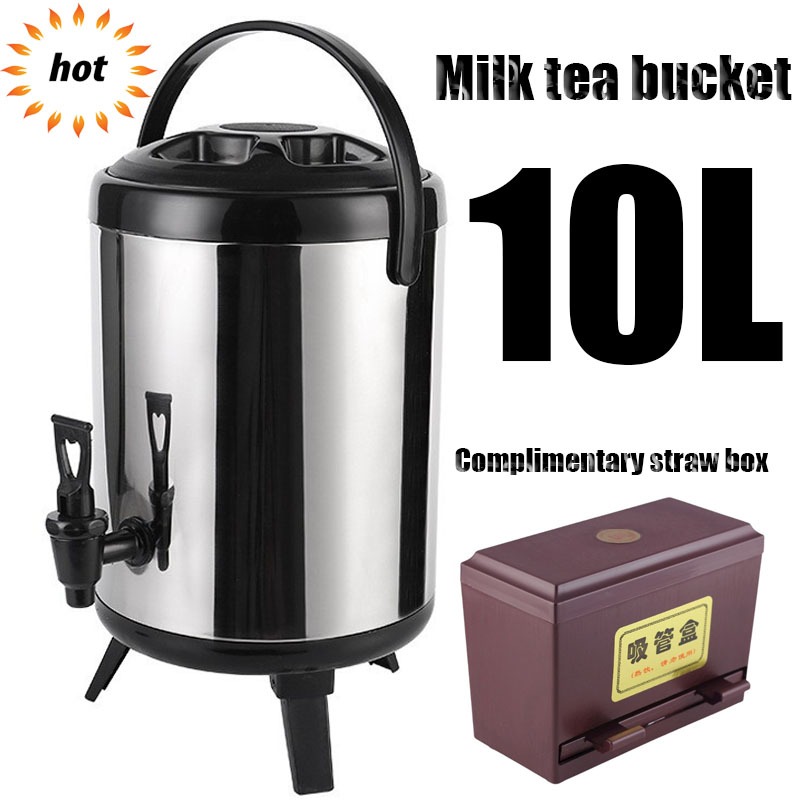 Milk Tea Bucket Milk Tea Barrel Water Jug Stainless Thermos Jug With Faucet 8L 10L 12L | Shopee ...