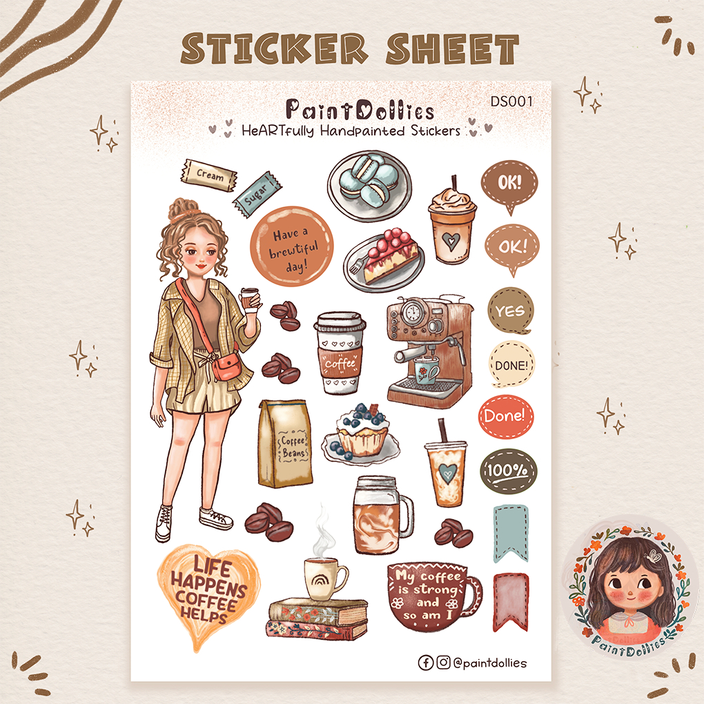 cute stickers, coffee stickers, coffeelover stickers, journal stickers ...