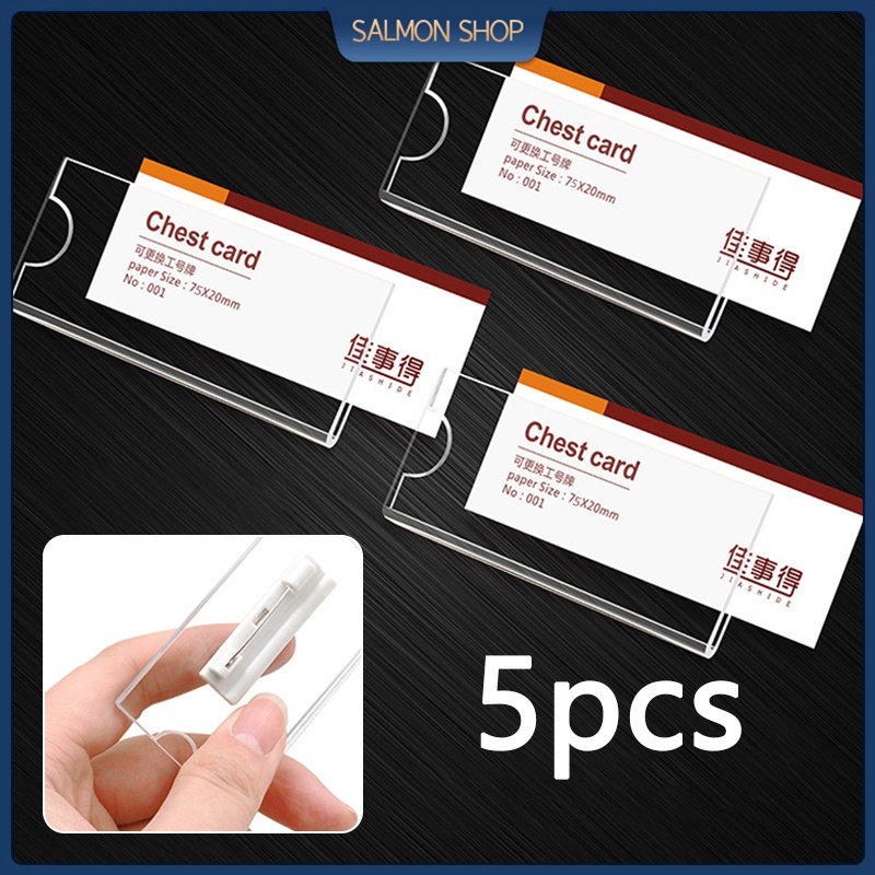 5pcs 7.5x2cm Acrylic Name Plate Transparent Name Tag Badge Personalized ...