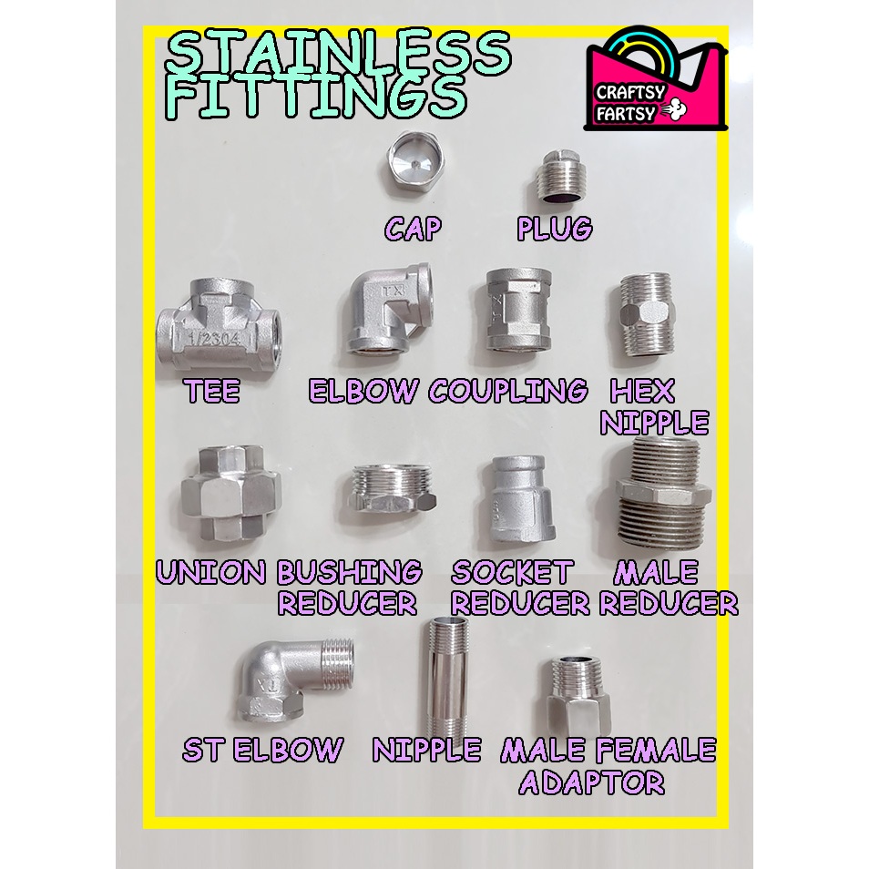 (PER PIECE) STAINLESS FITTINGS Elbow Tee Coupling Bushing Socket ...