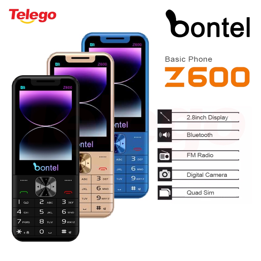 Bontel Z600 Basic Mobile Phone 3000mAh Quad Sim with Flashlight MP3 MP4 ...