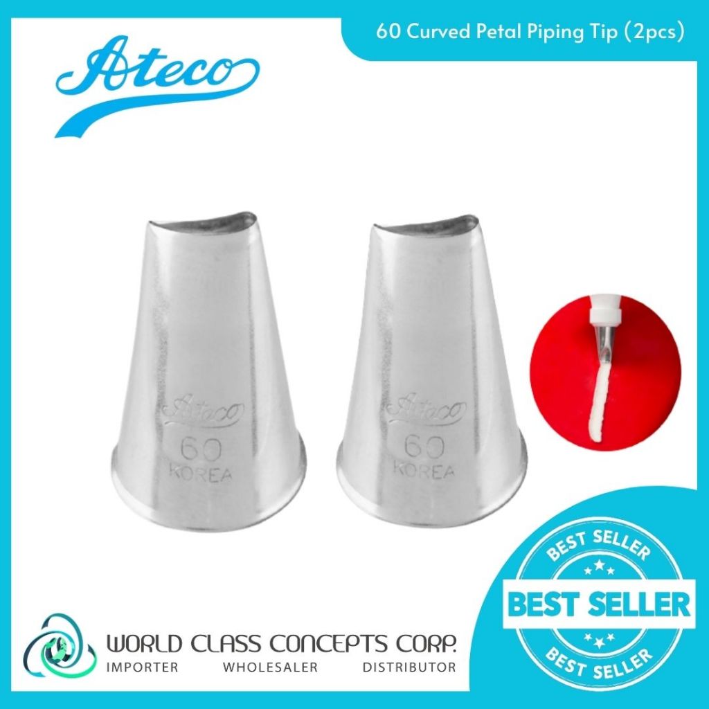 Ateco 60 Curved Petal Piping Tip Stainless Steel Icing Tip ( Set of 2 ...