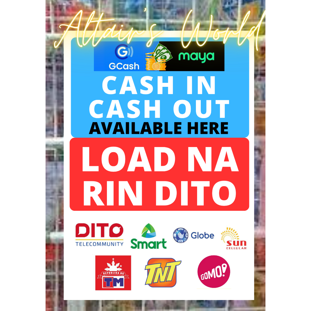 AW 2 in 1 SIGN MAYA PAYMAYA GCASH CASH IN CASH OUT SIGNAGE + LOAD NA ...