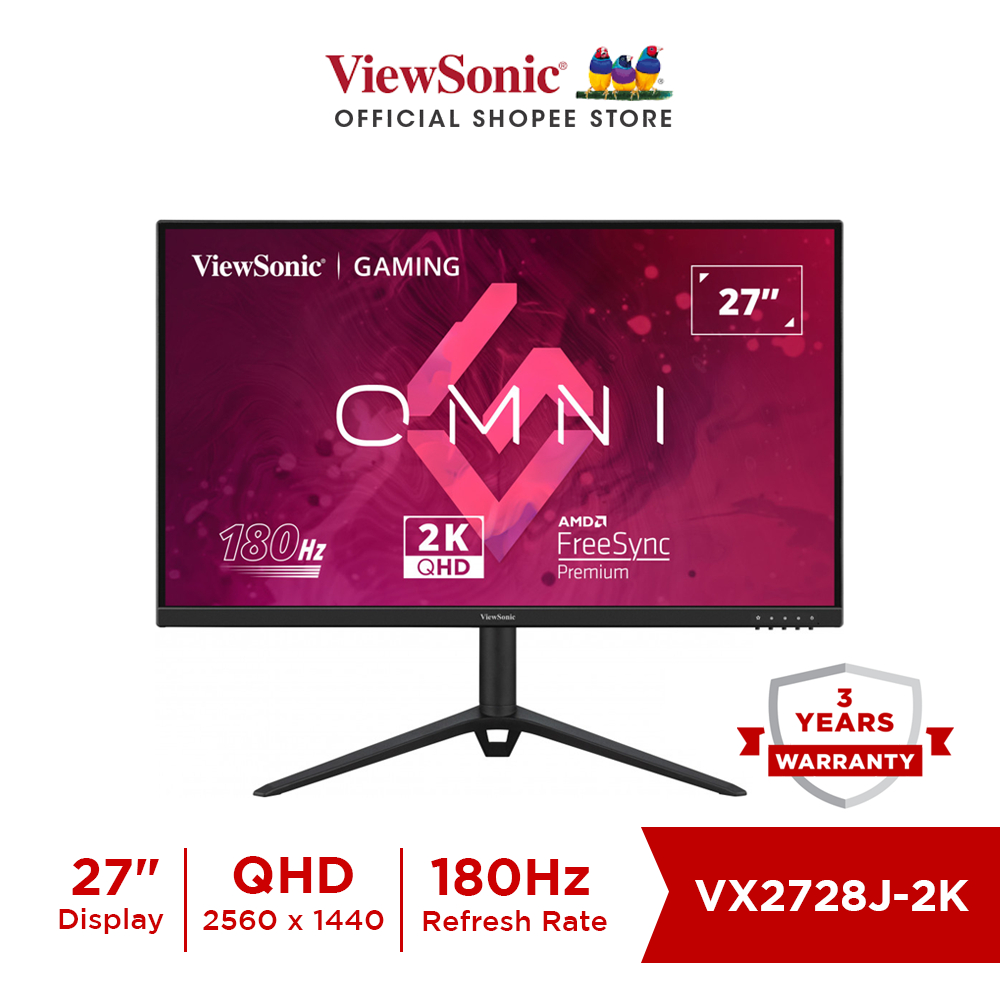 ViewSonic VX2728J-2K 27" 2K QHD 180Hz 0.5ms Fast IPS Ergonomic Gaming ...