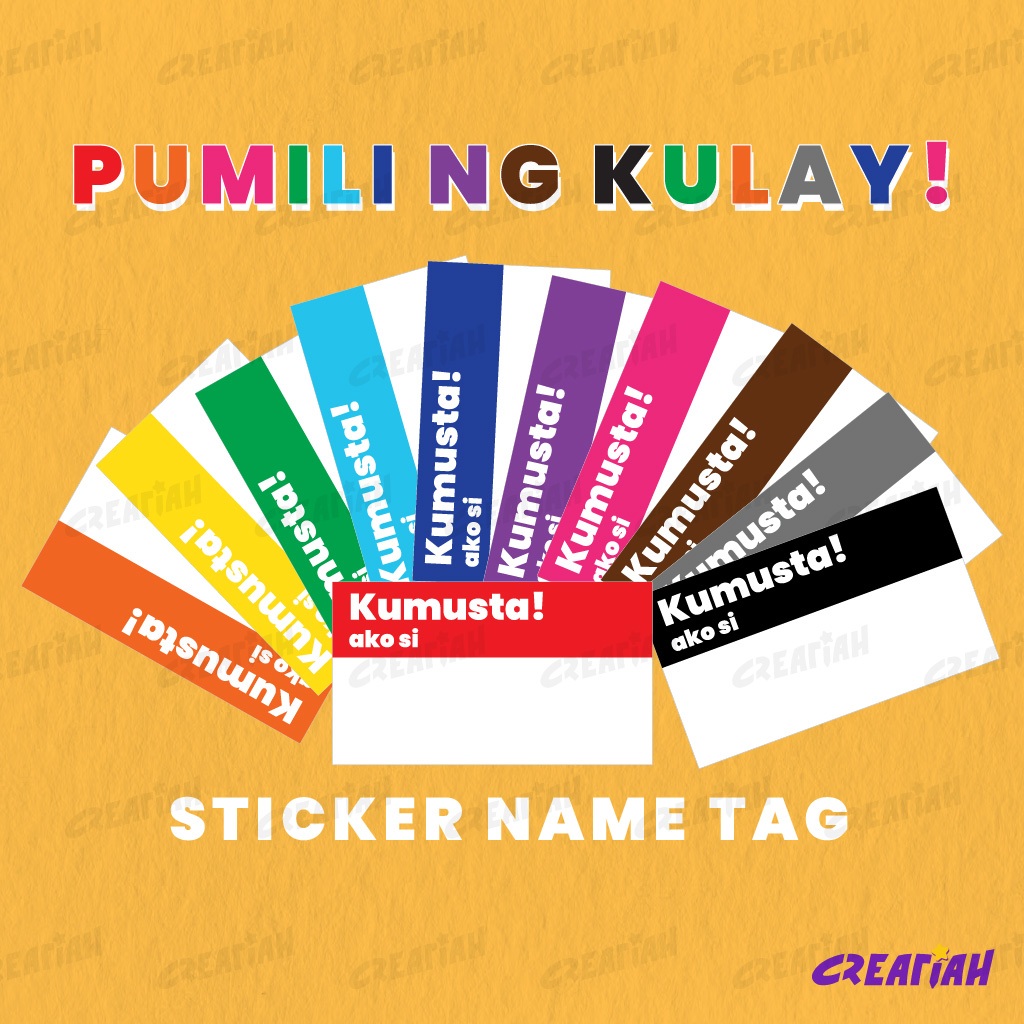 CREATIAH | Single Color KUMUSTA Name Tag Stickers Pack Party School ...