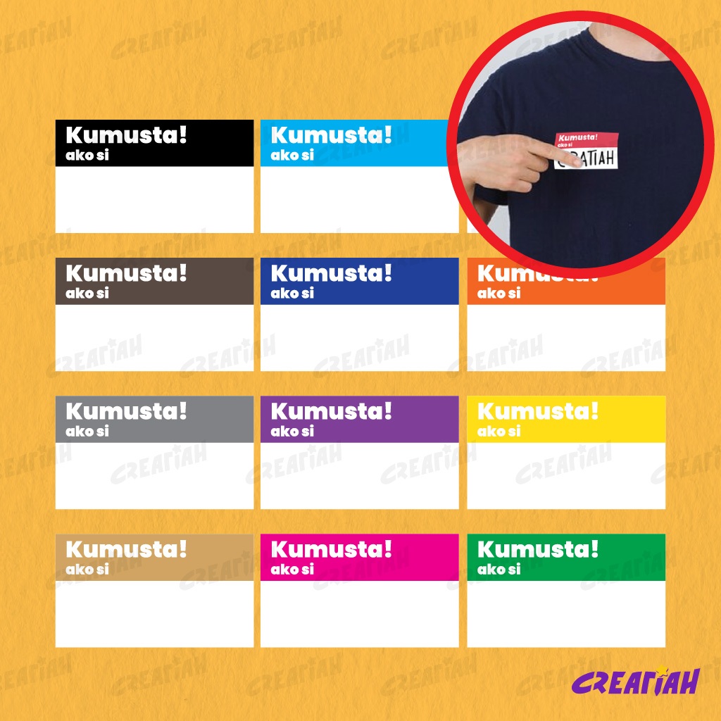 CREATIAH | KUMUSTA Name Tag Stickers Assorted 24/60pcs (3.5"x2"each ...