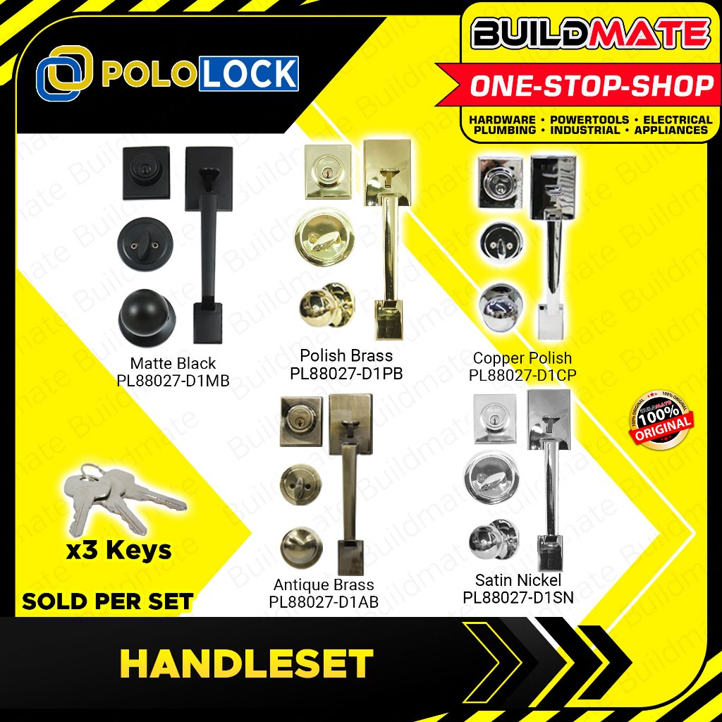 BUILDMATE Pololock Entrance Handle Set SINGLE Lock Doorknob Handleset ...