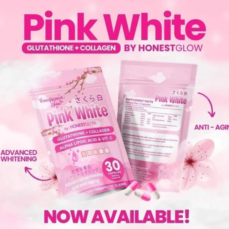 LB Pink White Glutathione + Collagen 30Capsule By Honest Glow | Shopee ...