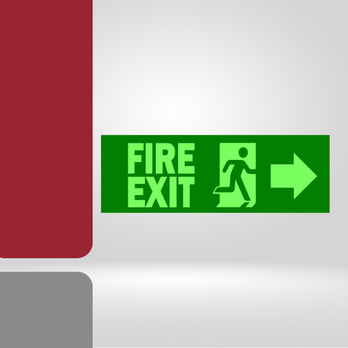 Luminous Fire exit signage glow in the dark cut out sticker on 3mm ...