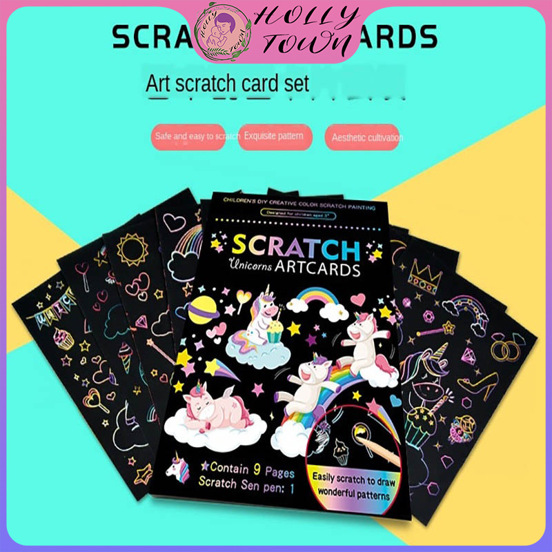 10Pcs Cartoon Cute Scraping Papers Kids Creative DIY Scratch Drawing ...