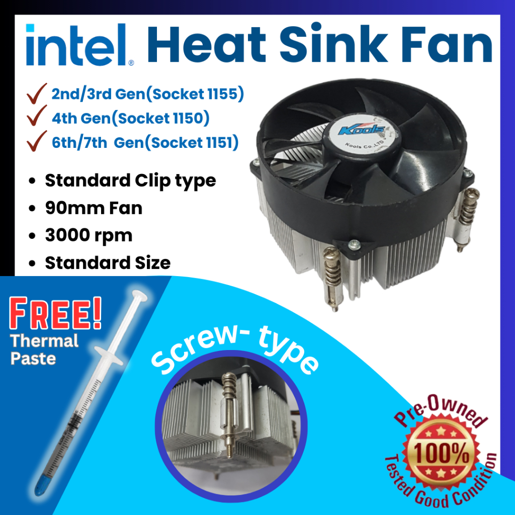 Intel Heatsink Fan | Support 1155/1156/1150/1151 Socket | CPU Cooling ...