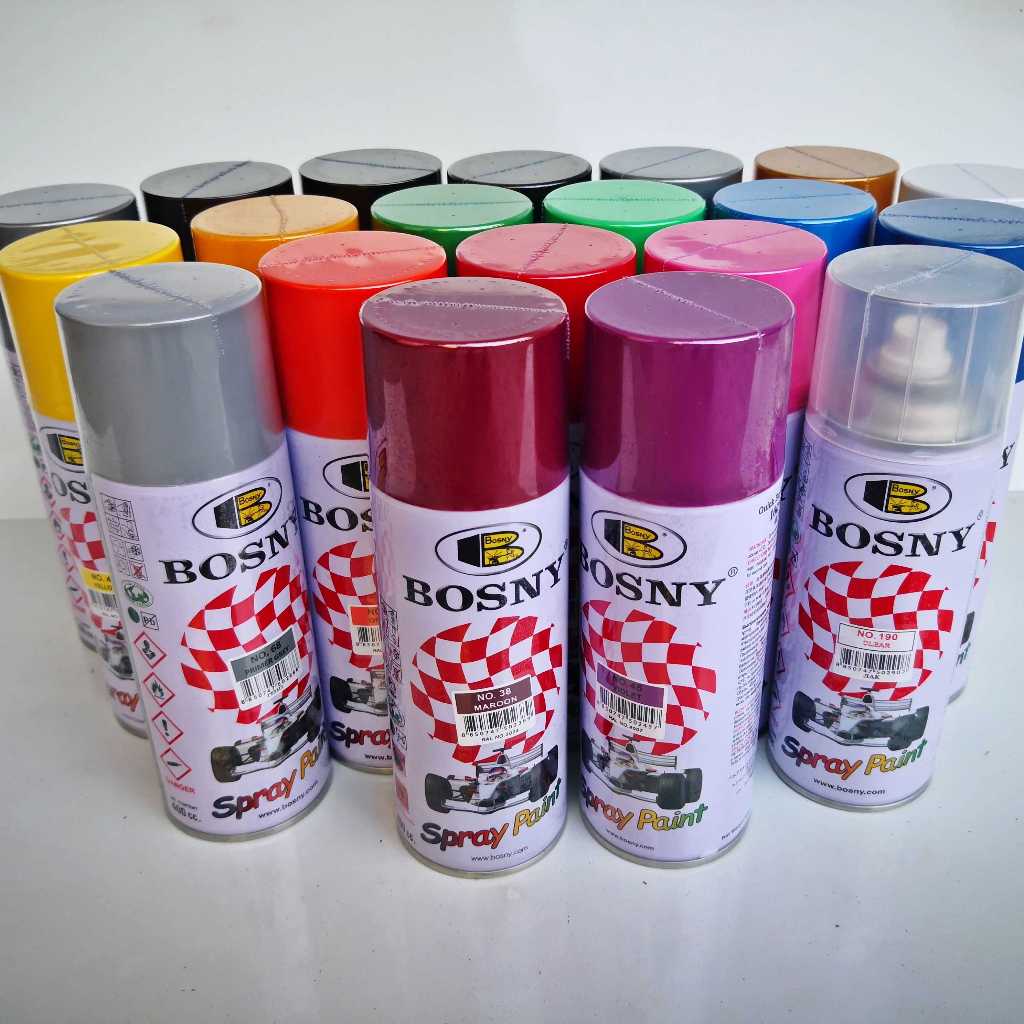 PER BOX ORIGINAL BOSNY Spray Paint 100% Pure Acrylic Spray Paint Solid ...