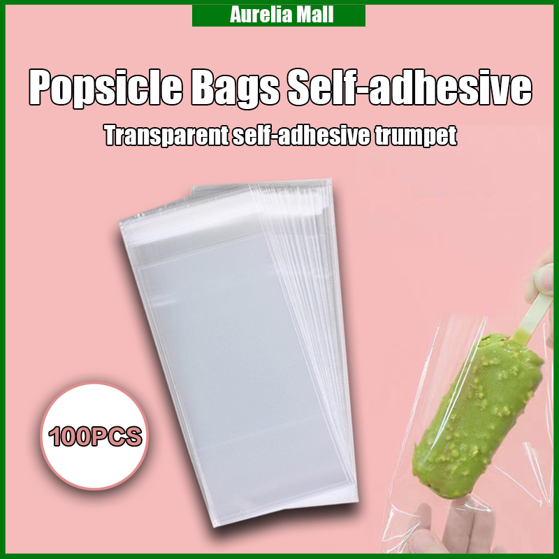 100PCS Disposable Cream Plastic Wrappers Bag Transparent Popsicle Bags ...
