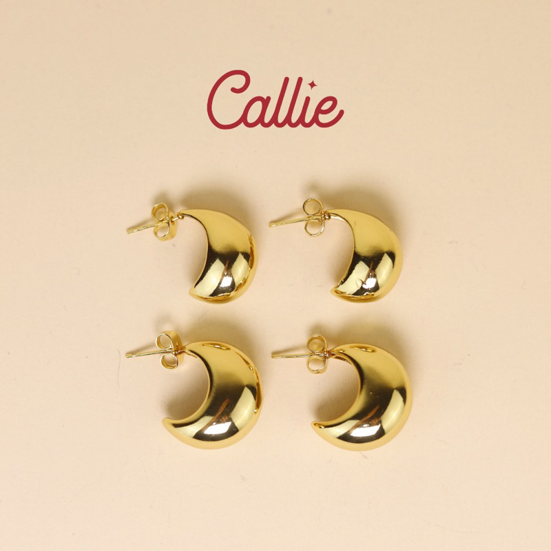 Callie Chunky Collection 14k Gold Plated Luna Crescent Moon Stud ...