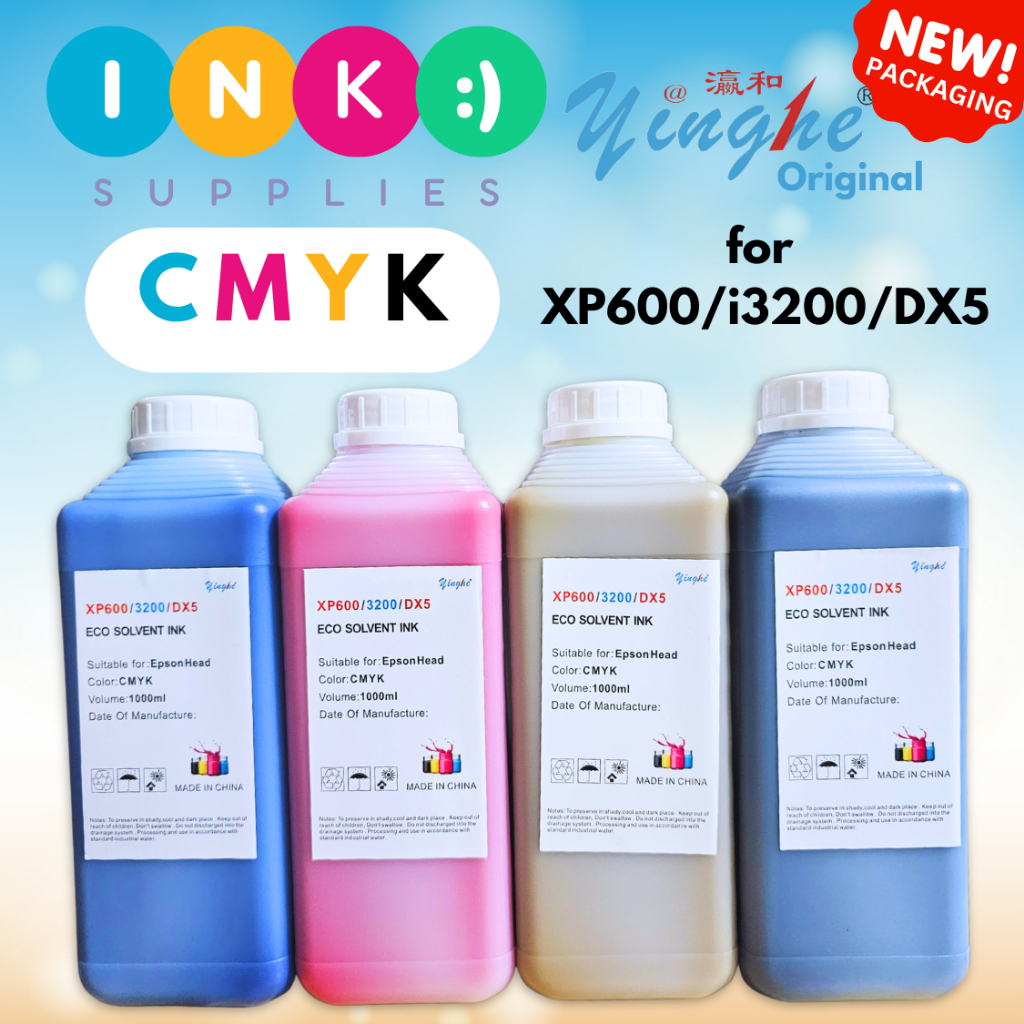 Original Yinghe Eco Solvent Ink for XP600 / i3200 / DX5 CMYK (1 Liter ...