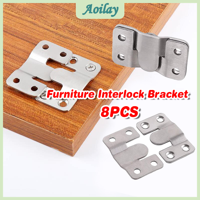 8PCS Flush Mount Bracket Stainless Steel Furniture Interlock Bracket ...