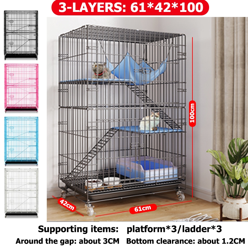 Cat Cage 4 Layer With Litter Box Pet Cage Foldable Sturdy Pet Furniture ...