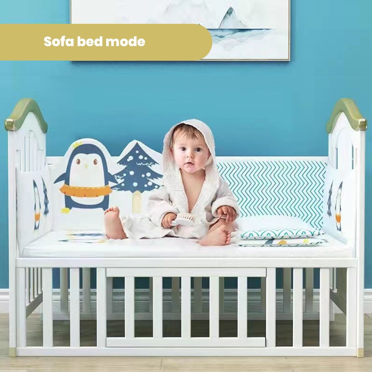 2 layer Multifunction Wooden Crib For Baby Folding Bed With Mosquito ...