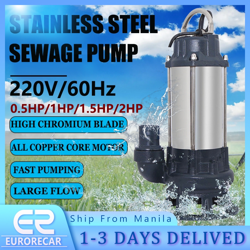 220V Submersible Pump Stainless Steel Sewage Pump Large Flow Cutting Pump Agricultural Water ...