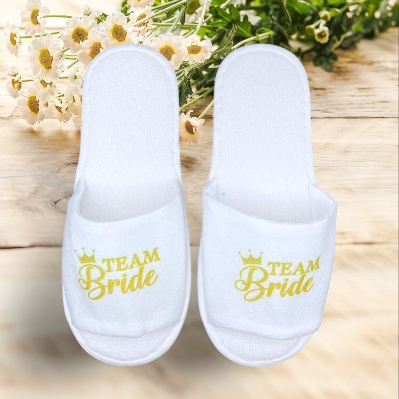 Team Bride Open Toe Crown Fixed Design - Disposable Wedding Slippers ...